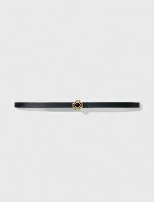Maje Leather Slim Clover Belt - Black