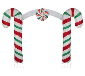 NORTHLIGHT 7' Double Candy Cane Archway Outdoor Decoration - One-color