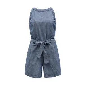 HOPE & HENRY Organic Chambray Halter Romper