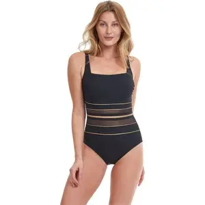 GOTTEX Onyx Square Neck One Piece - Black/gold