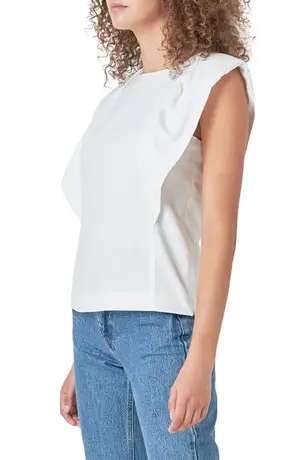 Endless Rose Sleeveless Pleated Top - White