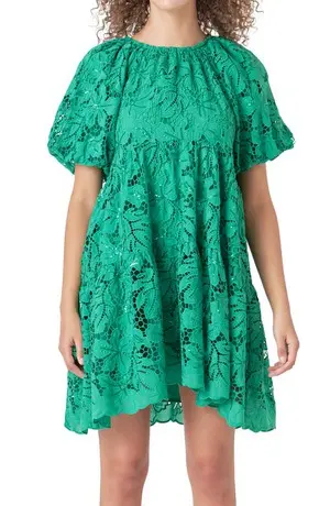 Endless Rose Lace & Sequin Trapeze Mini Dress