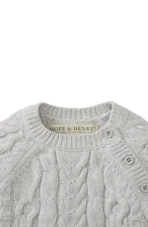 HOPE & HENRY Baby Cable Knit Sweater Romper - Gray Heather