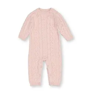 HOPE & HENRY Hope & Henry Baby Cable Knit Sweater Romper Light Pink