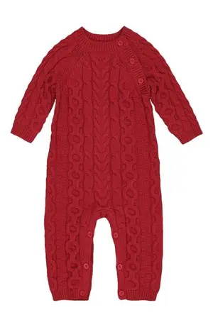 HOPE & HENRY Hope & Henry Baby Cable Knit Sweater Romper Red