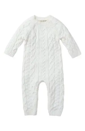 HOPE & HENRY Baby Cable Knit Sweater Romper - Soft White