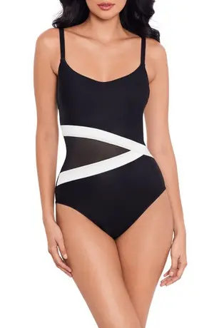 MIRACLESUIT® Spectra Lyra Underwire One-piece Swimsuit - Black/white