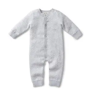 HOPE & HENRY Baby Jacquard Romper - Grey Heather Jacquard