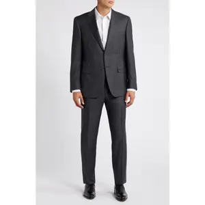 Canali Solid Wool Suit - Charcoal