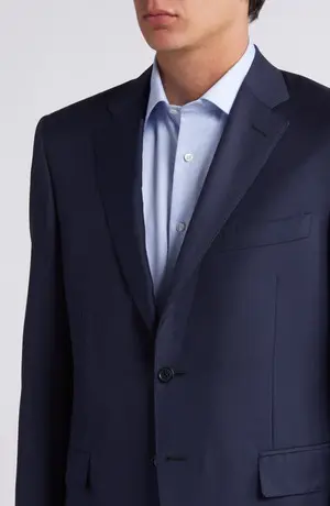 Canali Solid Wool Suit - Navy