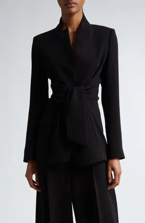 Max Mara Seggio Tie-front Crepe Blazer