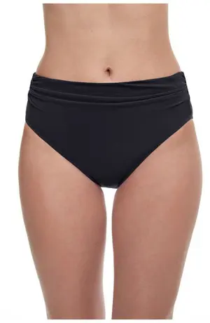 GOTTEX Tutti Frutti High Waist Shirred Bikini Bottom - Black