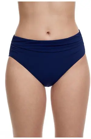 GOTTEX Tutti Frutti High Waist Shirred Bikini Bottom - Navy