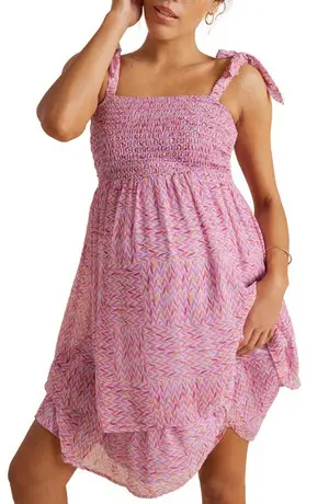 A Pea In The Pod Smocked Maternity Sundress - Lilac Ikat