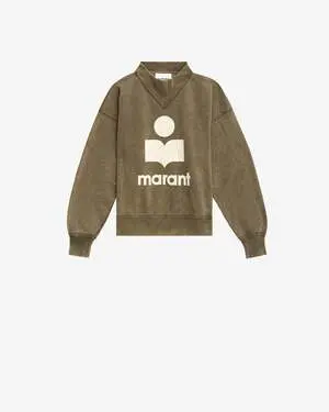 MARANT ETOILE Moby Logo Cotton Sweatshirt - Dark Bronze/ecru