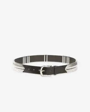 Isabel Marant Tehora Leather Belt - Black/silver