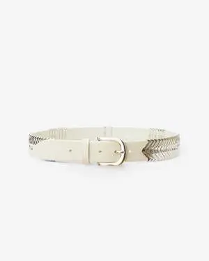 Isabel Marant Tehora Leather Belt Chalk/silver