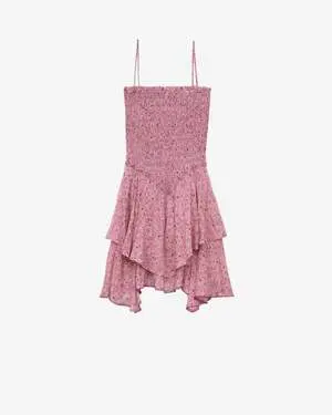 ETOILE Etoile Anka Smocked Organic Cotton Voile Dress With Cloud Print Pink