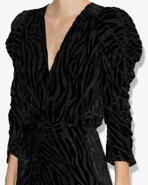 Isabel Marant Étoile Nemil Zebra Print Velvet Dress