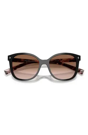 Prada 53mm Square Sunglasses - Black/brown Gradient