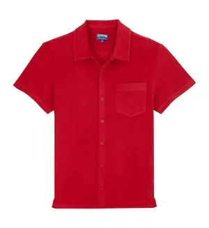 Vilebrequin Solid Organic Terry Short Sleeve Shirt Moulin Rouge