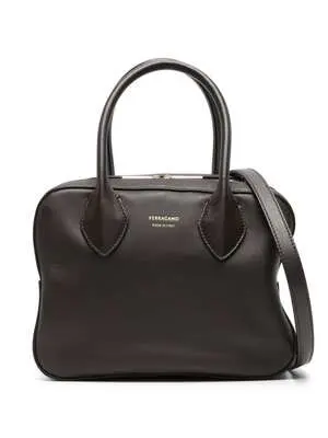 FERRAGAMO Logo-debossed Leather Tote Bag