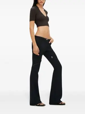 COURREGES Ribbed Knit V-neck Top - Brown