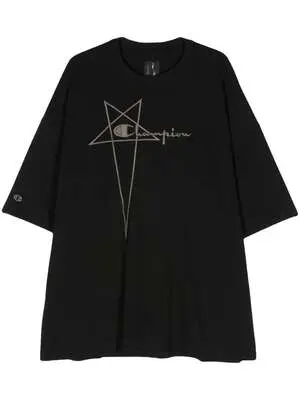 Rick Owens Logo-embroidered T-shirt - Black