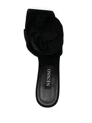 Senso Harlow 100mm Floral-appliqué Mules - Black