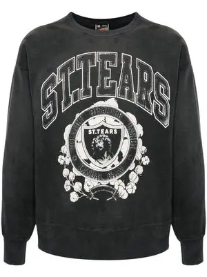 SAINT MXXXXXX Cotton Logo Print Sweatshirt - Black
