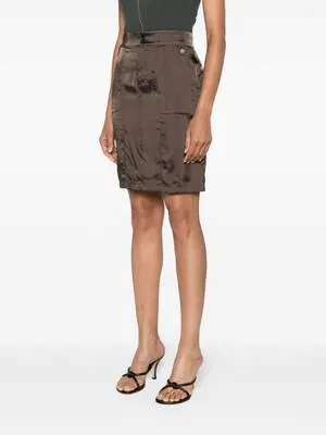 Saint Laurent Button-up Satin Miniskirt