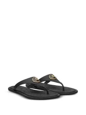Versace Alia Flat Sandals - Black