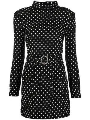 Saint Laurent Belted Polka-dot Mini Dress