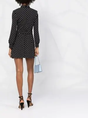 Saint Laurent Belted Polka-dot Mini Dress