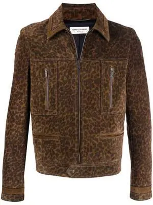 Saint Laurent Leopard-print Suede Jacket