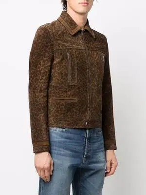 Saint Laurent Leopard-print Suede Jacket