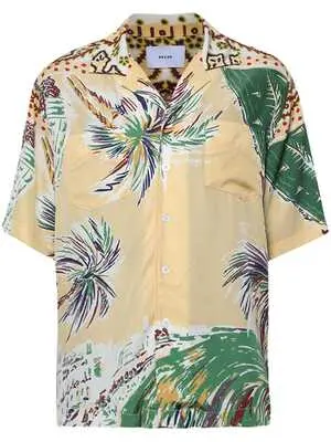 Rhude Palm-print Silk Shirt