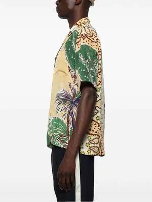 Rhude Palm-print Silk Shirt