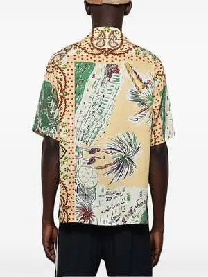 Rhude Palm-print Silk Shirt