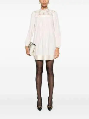 Saint Laurent Mini Dress With Lace Paneling