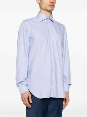 BARBA NAPOLI Jacquard Cotton Shirt - Blue