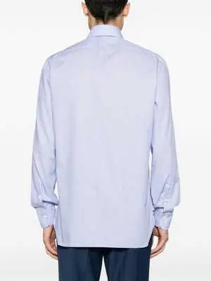 BARBA NAPOLI Jacquard Cotton Shirt - Blue
