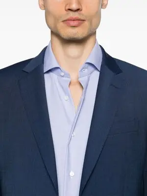 BARBA NAPOLI Jacquard Cotton Shirt - Blue