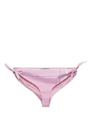 Prada Checked Cotton Bikini Bottom - Pink