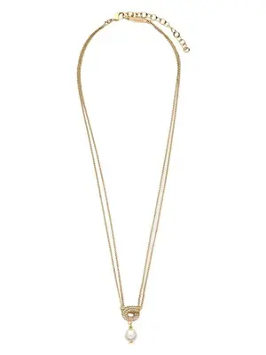FERRAGAMO Gancini Pearl Pendant Necklace - Gold