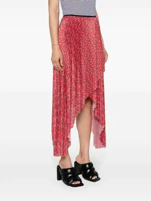 Burberry Pleated B Jersey Skirt - Red