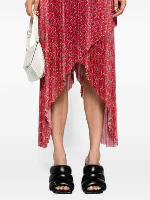 Burberry Pleated B Jersey Skirt - Red