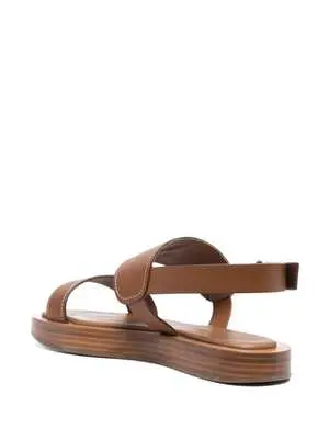 Max Mara Embossed-logo Leather Sandals