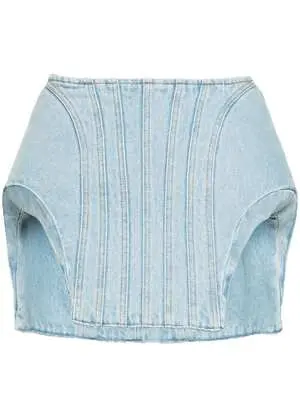 MUGLER Padded Denim Mini Skirt