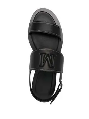 Max Mara Debossed-logo Leather Sandals